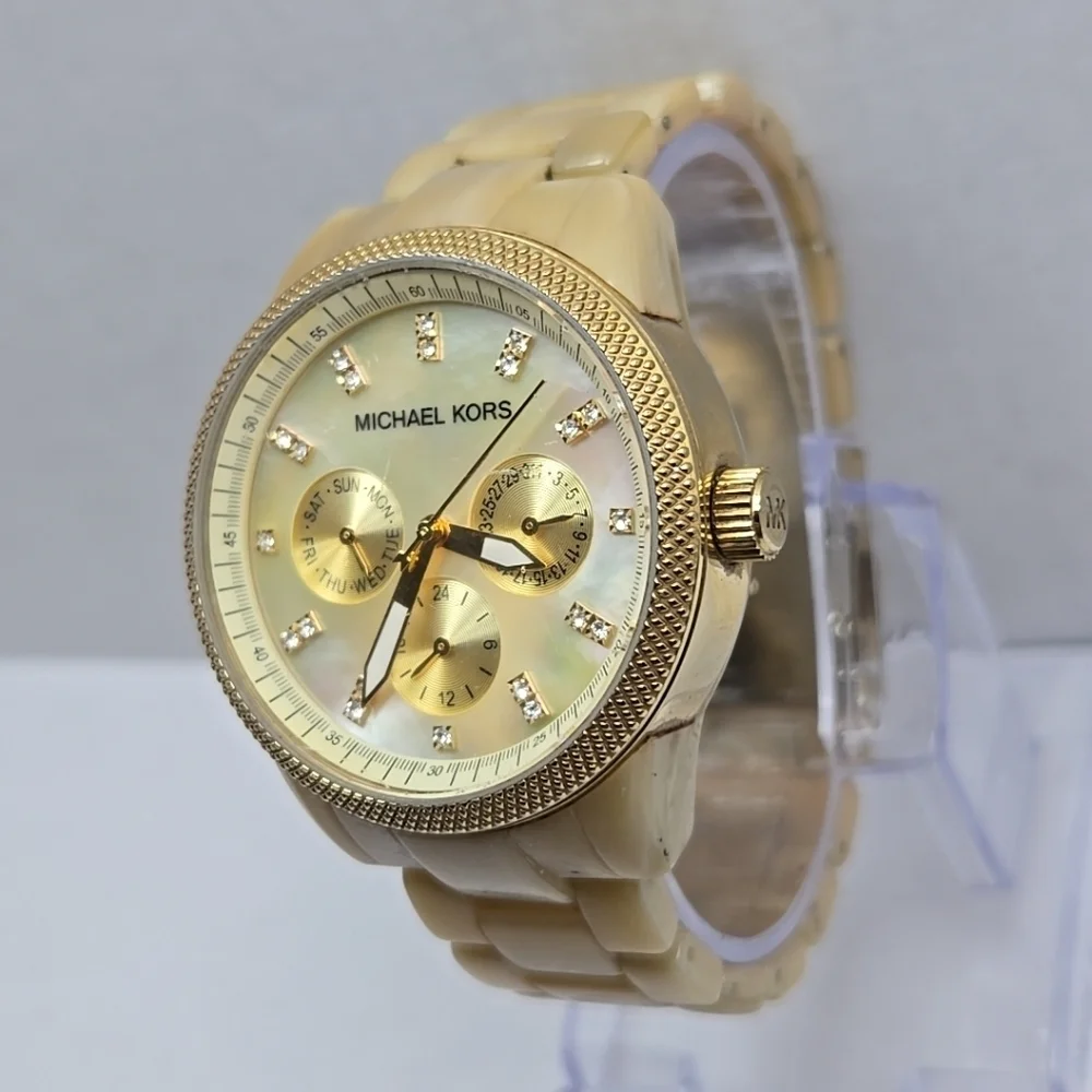Michael Kors | Accessories | Womens Michael Kors Horn Day Date Watch ...